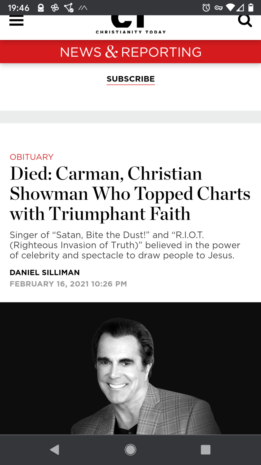 Carman Died Today – Maxson Central